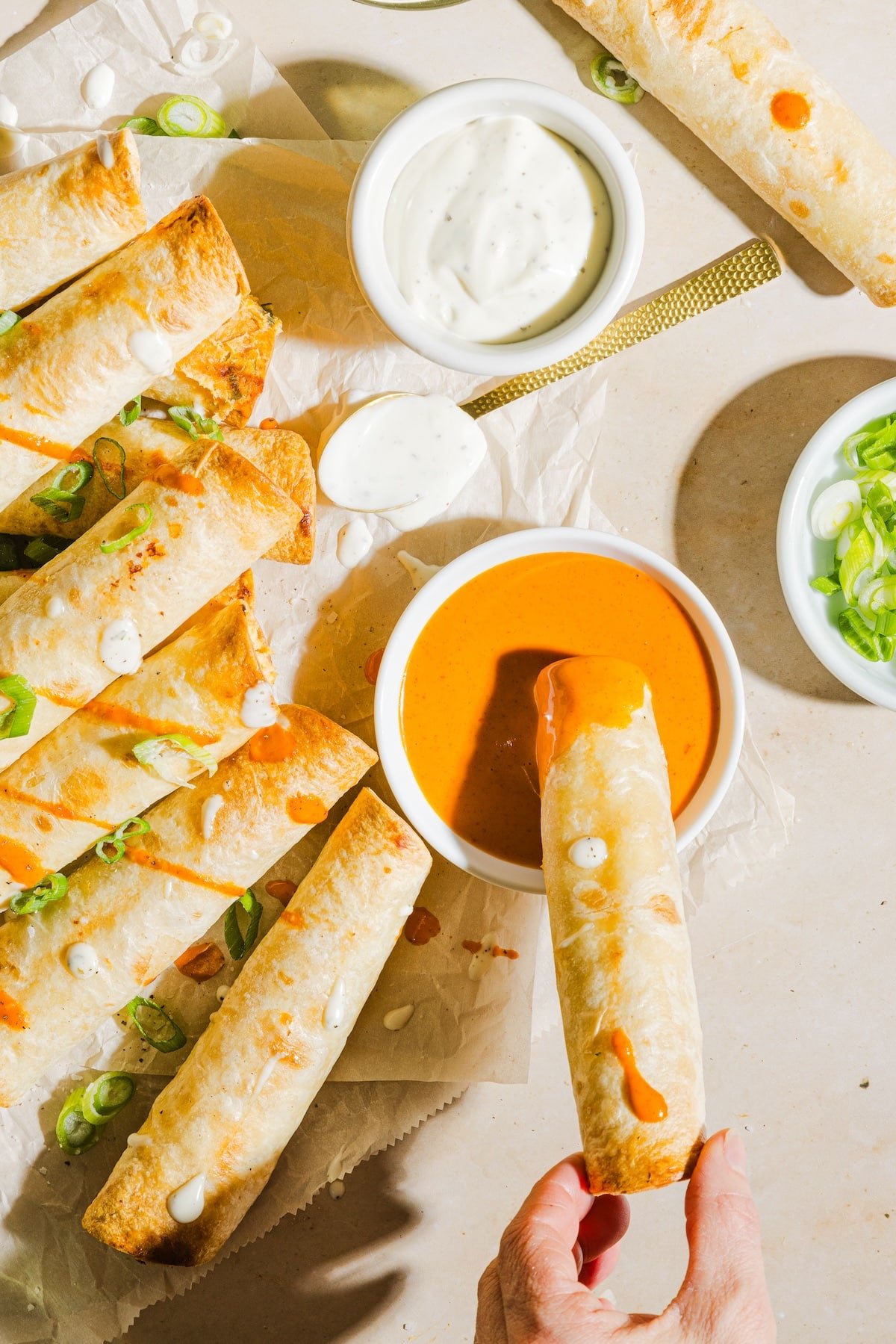 Buffalo Chicken Taquitos (Baked)